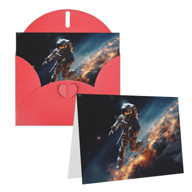 Xzeit Thank You Blank Greeting Cards with Envelopes Astronaut flying in ...