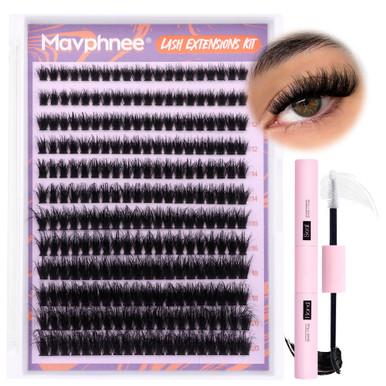 DIY Lash Individuals Kit 240 Pcs Fluffy Dramatic Lash Clusters 10MM ...