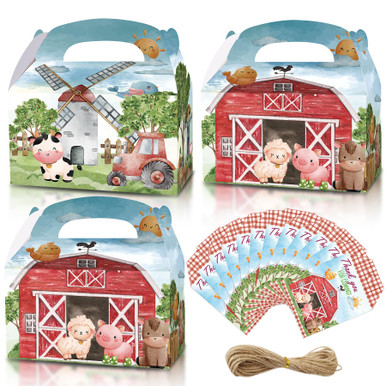 KARAQY Farm Party Favor Boxes, 12 Pcs Farm Animals Goodie Gift Treat ...
