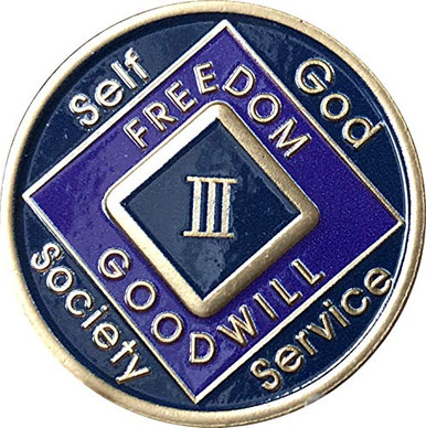3 Year Blue and Purple NA Medallion Official Narcotics Anonymous Chip ...
