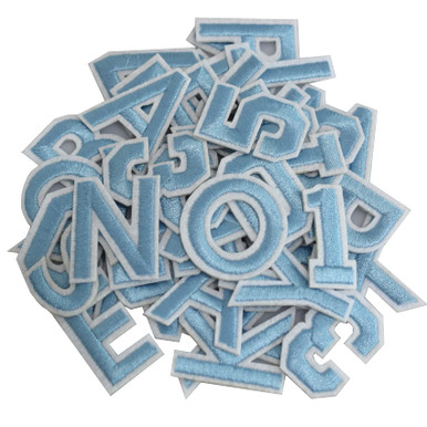 GYGYL 72 Pieces Iron on Letters and Numbers Patches, Light Blue Letter ...