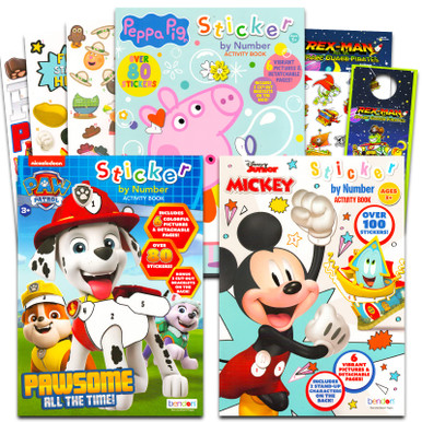 Sticker By Number Books for Kids - Bundle with 3 Assorted Sticker ...