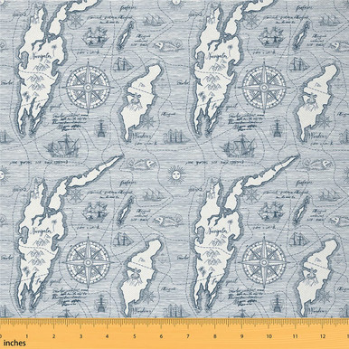 Nautical Fabric by The Yard Retro Sailboat Upholstery Fabric Compass ...
