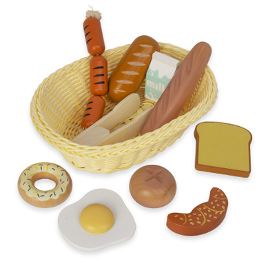 WOODENFUN Wooden Breakfast Toy Food Playset,Kids Pretend Play Food ...