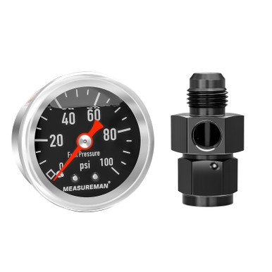 MEASUREMAN 0-100Psi Stainless Steel Glycerin Filled Fuel Pressure Gauge ...