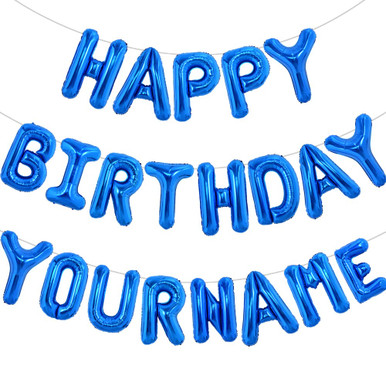 TONIFUL 65 Pcs Personalized Name Letter A-Z Balloons 16 Inch Blue Happy ...