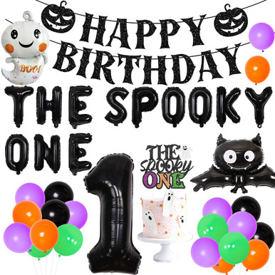 Halloween 1st Birthday Party Decorations - The Spooky One Balloon Cake ...