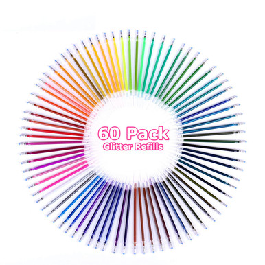 Glitter Gel Pen Refills, Soucolor 60 Colors Gel Ink Pen Refills ...
