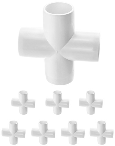 QWORK 4 Way 1" Cross PVC Fitting, 8 Pack PVC Fitting Connector ...