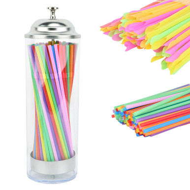 Straw Dispenser and 200 Pcs Drinking Straw Organizer Container with ...