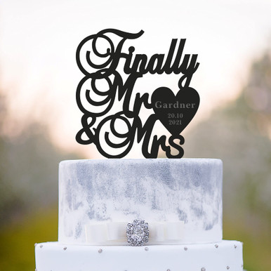 Custom finally wedding mr and mrs cake topper heart,finally mr mrs cake ...