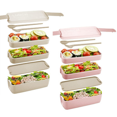 Bento Box for Adults, 3-In-1 Meal Prep Container, 900ML Janpanese Lunch ...