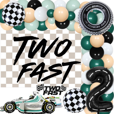 Balterever Two Fast Birthday Party Decoration Vintage for Boy Racing ...