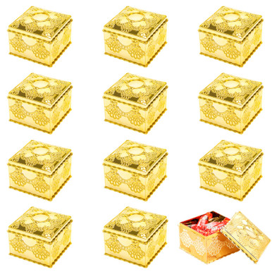 Simple polymer 12 Pcs Candy Boxes Gold Gift Boxes with Lids 2.7x2.7x2.1 ...