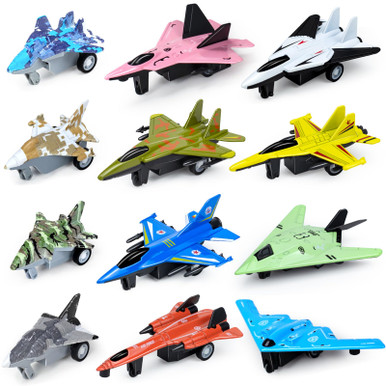 Airplane Toys 12 Pack, Diecast Fighter Jet Toy Airplanes for Boys Age 3 ...