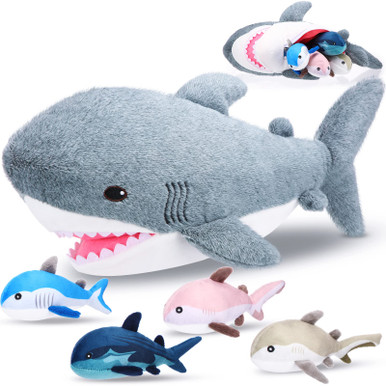 18" Shark Stuffed Animal Big Shark Plush with Babies, 4 Different ...