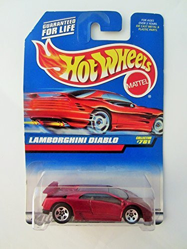 Hot Wheels Maroon Lamborghini Diablo 5-Spoke 1998 Coll #781 on RED Card ...