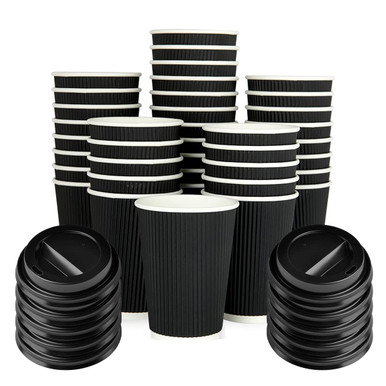 Zuvo [50 Pack Takeaway Coffee Cups with Lids | Disposable Insulated ...