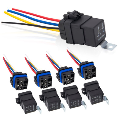 5 Pin Relay Harness 40/30 AMP 12V DC Waterproof Relay with Harness, 5 ...