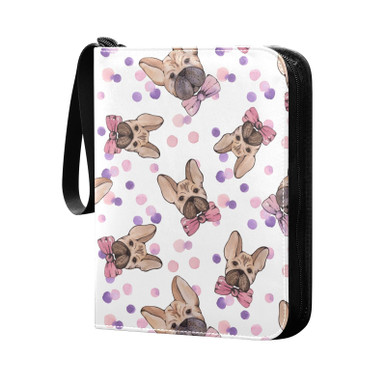 Watercolor Cute Dogs Wearing Bowknot Trading Card Binder 4-Pocket Game ...