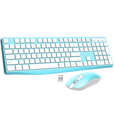 Wireless Keyboard and Mouse Combo, Lovaky 2.4G Full-Sized Ergonomic ...