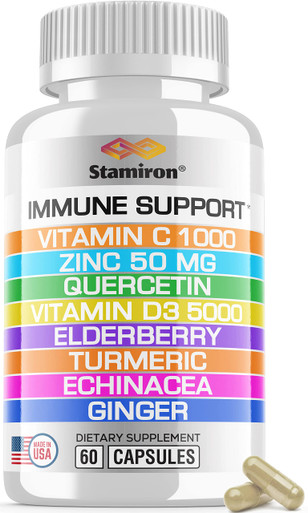 8 in 1 Immune Support with Quercetin Zinc 50mg Vitamin C 1000mg Vitamin ...