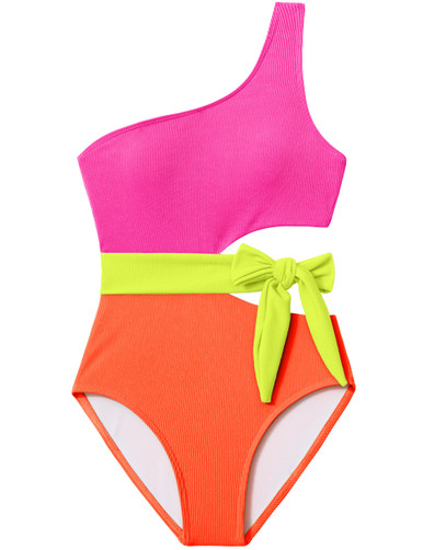 Girls Swimsuit One Piece Bathing Suit for Girls One Shoulder Swimsuit ...