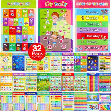 32 Set Educational Posters for Kids - Alphabet(ABC), Days of the Week ...