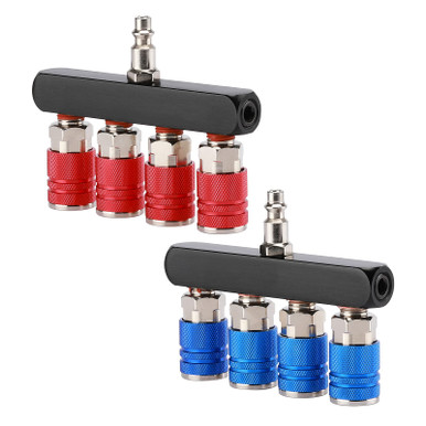 AIRTOON 2PCS 4-Way Straight Air Manifold Splitter, Line Type Air ...