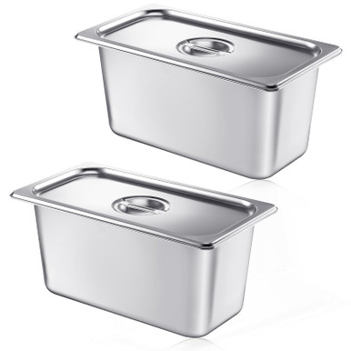 Mifoci 2 Pack Stainless Steam Hotel Pan with Lid, Steam Table Pan ...