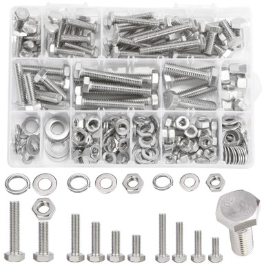 246PCS Bolts and Nuts Kit Hex Head Nuts and Bolts Assortment Kit ...