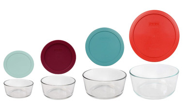 Utensilux Bundle Pyrex 8 Peice Round Bundle 4 Glass Storage Containers ...
