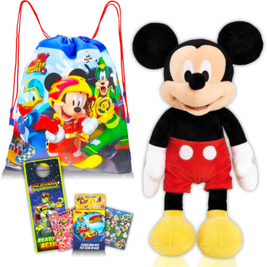 Disney Mickey Mouse 18" Plush Toy and Sling Bag Set ~ 4 Pc Sleepover ...