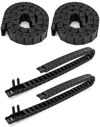QWORK R28/38 15mm x 30mm Semi Enclosed Black Plastic Cable Wire Carrier ...