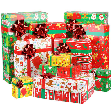 Qilery 24 Pieces Christmas Gift Boxes with Lids and Red Bows Buffalo ...