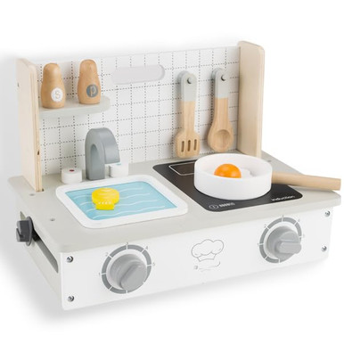 WOODENFUN Toddler Play Kitchen Toys, Wooden Foldable Kids Role Playing ...