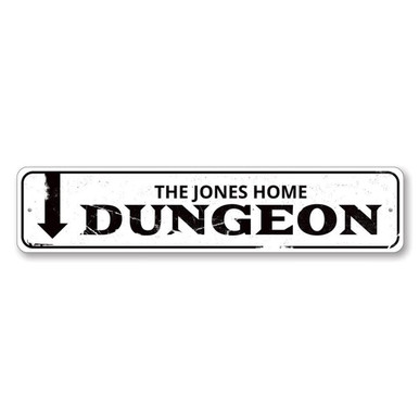 Dungeon Sign, Directional Arrow Haunted House Sign, Custom Family Name ...