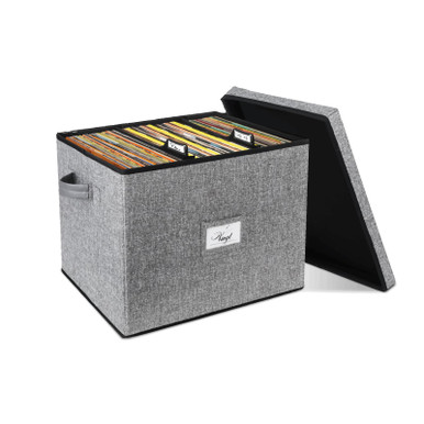 Vinyl Record Storage Box for 100+ Single Records, LP Rrecord Organizer ...