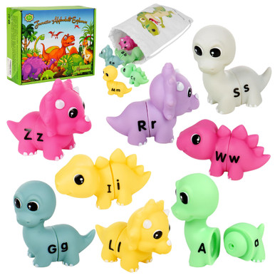 Momoari Alphabet Explorers - 26 PCS Double Sided ABC Dinosaurs ...