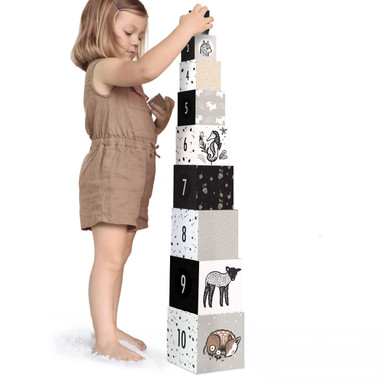 Wee Gallery Nesting Blocks - Baby Animals and Numbers - Black and White ...