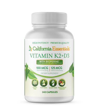 California Essentials Vitamin K2 + VIT D3 5000 IU with BioPerine for ...