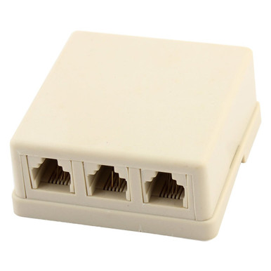 uxcell 6P4C 1 to 3 RJ11 Female Socket Telephone Coupler Connector Beige ...