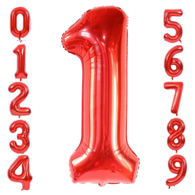 Red Number 1 Balloon - 40 inch Helium Mylar Foil Number Balloons ...