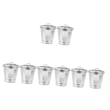 Cabilock 8 pcs Tin Bucket with lid Trash Basket Small Metal Trash can ...
