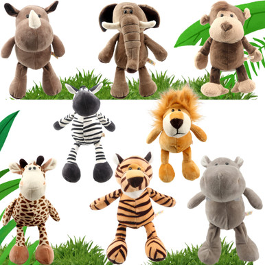 Haconba 8 Pieces 11 Inch Jungle Animal Plush Toys Plush Lion Elephant ...