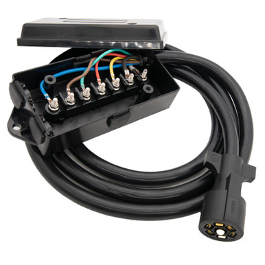 8FT 7-Way Trailer Plug Cord Wiring Harness with 7 Way Trailer Junction ...