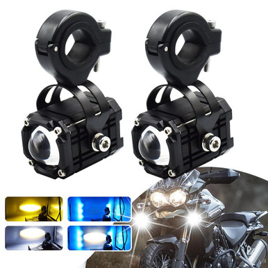 Motorcycle LED Fog Driving Lights,4 Fuctions 3 Colors All-in-One,White ...