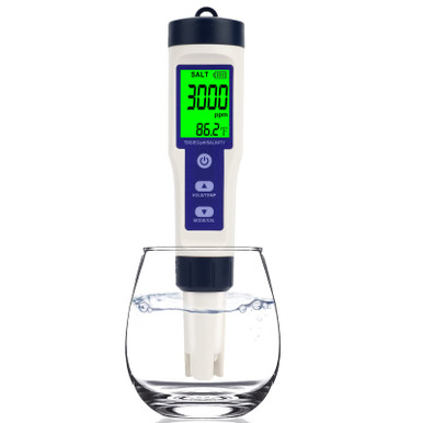 Pool Salt Tester, Digital Salinity Meter, Hofun High Accuracy 5 in 1 ...