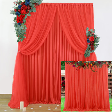 Netbros 5 X 10FT Red Backdrop Curtains, 3 Layers High-Density Party ...