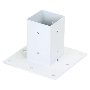 Hasopy Post Base 4"x4" Mailbox Base Plate, White Powder-Coated Fence ...
